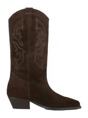 Ba&sh Suede Boots With Pull Tabs And Almond Toe - Brown