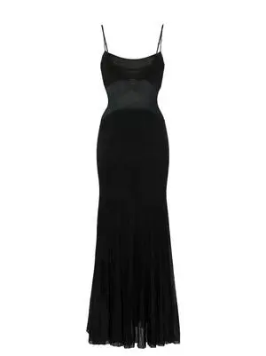 Galvan Belladonna Mesh-panel Maxi Dress - Black