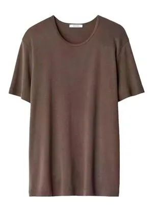 LEMAIRE Scoop-neck T-shirt In Ribbed Jersey - Brown