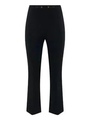 Elisabetta Franchi Slim Fit Trumpet Trousers With Jewel Detail - Black