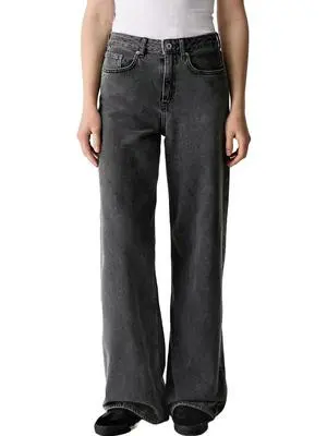 Karl Lagerfeld Logo Patch Wide-leg Jeans - Grey