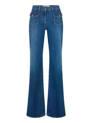 Elisabetta Franchi Denim Bell-bottom Jeans - Blue