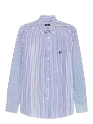 Etro Striped Logo-embroidered Shirt - White