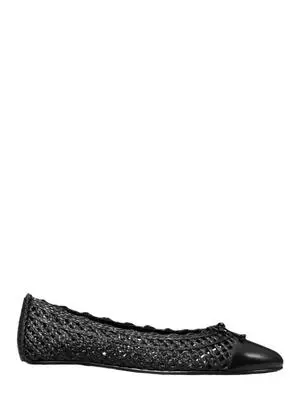 Tory Burch Tory Burch Woven Cap-Toe Ballet Flats Black