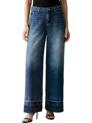 Karl Lagerfeld Faded Wide-leg Jeans - Blue