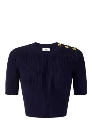 Elisabetta Franchi Knit Top With Jewel Details - Blue