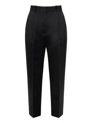 Elisabetta Franchi Stretch Satin Tailored Trousers - Black