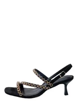 EMANUELLE VEE Embellished Slingback Sandals - Black