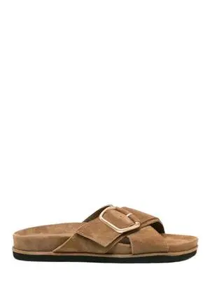 SERGIO MORETTI FIRENZE Buckle-fastening Crossover Strap Sandals - Brown