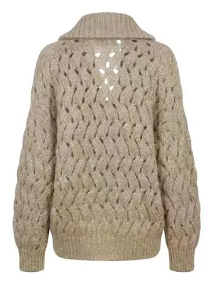Brunello Cucinelli Sequin-embellished Cable-knit Cardigan - Neutrals