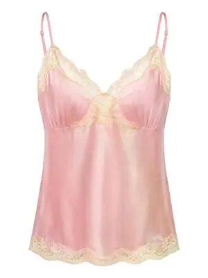 Gold Hawk Lace Trim V-neck Camisole - Pink