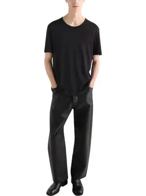 LEMAIRE Scoop-neck T-shirt In Ribbed Jersey - Black