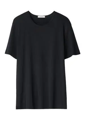 LEMAIRE Scoop-neck T-shirt In Ribbed Jersey Black
