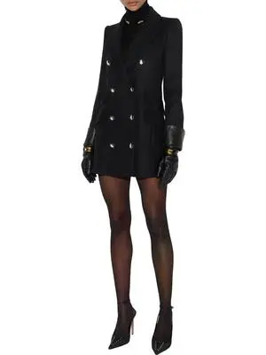 Elisabetta Franchi Double-breasted Crêpe Coat - Black