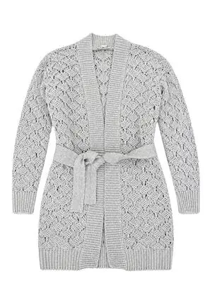 Eleventy Belted Open-knit Cardigan - Grey