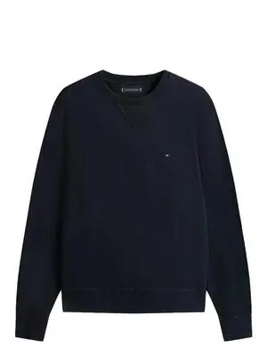 Tommy Hilfiger Crew Neck Logo Patch Sweater - Blue