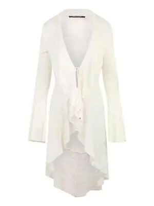 Roberto Cavalli Ruffled Trim Flared Sleeve Cardigan - Neutrals