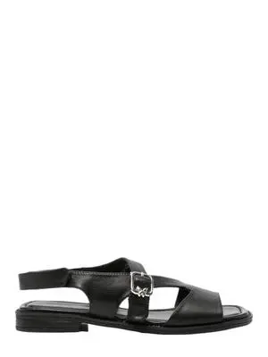SERGIO MORETTI FIRENZE Flat Sandals With Buckle Fastening - Black