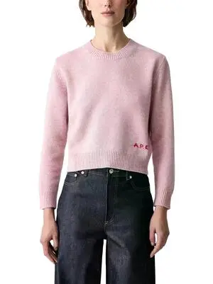 A.p.c. Embroidered Logo Crew Neck Sweater - Pink