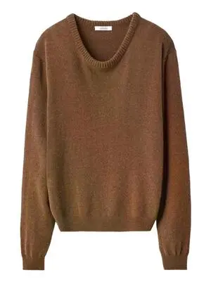 LEMAIRE Crew Neck Sweater In Alpaca Wool Blend - Brown