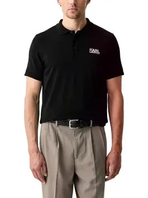 Karl Lagerfeld Logo-print Short-sleeve Polo Shirt - Black
