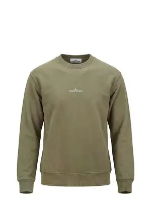 Stone Island Logo Print Long Sleeve Sweatshirt - Green