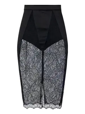 Elisabetta Franchi Elisabetta Franchi Lace-Panelled Satin Midi Pencil Skirt Black