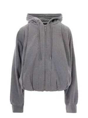 Sportmax Zip-up Drawstring Hoodie - Grey