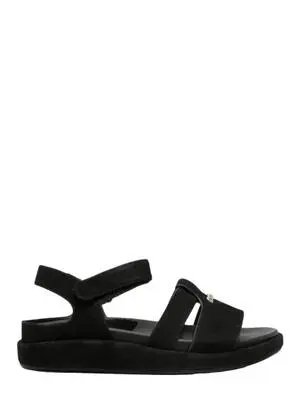 SERGIO MORETTI FIRENZE Suede Logo Plaque Sandals - Black