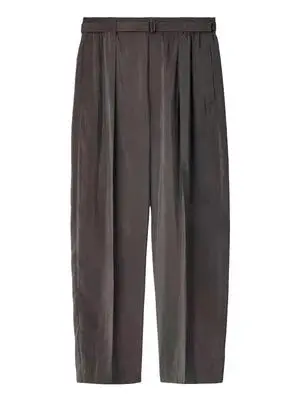LEMAIRE Belted Relaxed Pants In Dry Silk - Brown