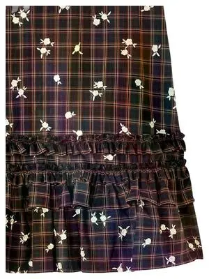 GANNI Checked Ruffled Mini Dress - Brown