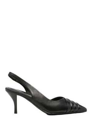 SERGIO MORETTI FIRENZE Ruched Pointed-toe Slingback Pumps - Black