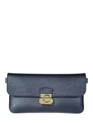 COCCINELLE C-me Lock Grained Leather Shoulder Bag - Black