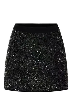 Elisabetta Franchi Sequin Knit Mini Skirt - Black