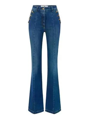 Elisabetta Franchi Palazzo Jeans With Button Detail - Blue