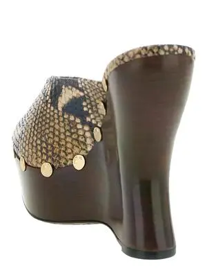 Magda Butrym Snake-embossed Wedge Mules - Neutrals