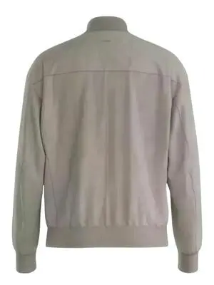 BOSS Leather Bomber Jacket - Grey