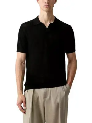 Karl Lagerfeld Mesh-knit Polo Shirt - Black