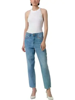 FRACOMINA Embellished Mom-fit Jeans - Blue