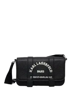 Karl Lagerfeld Karl Lagerfeld Logo-Embroidered Pebbled Crossbody Bag Black