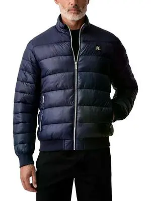 Karl Lagerfeld Quilted Logo-patch Zip-up Jacket - Blue