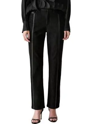 Karl Lagerfeld Straight Leg Jeans With Side Stripe Detail - Black