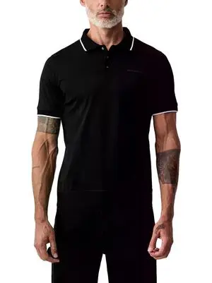 Karl Lagerfeld Logo-print Tipped Polo Shirt - Black
