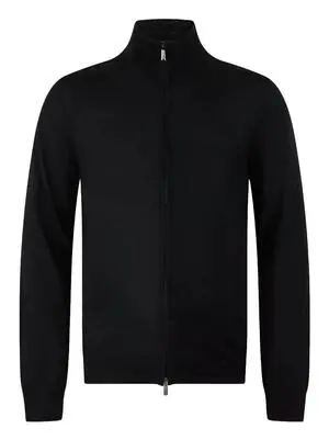 MOORER High-neck Zip-up Cardigan - Black