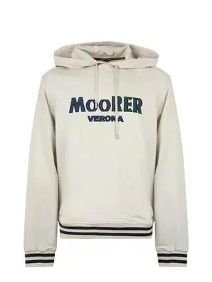 MOORER Striped Trim Hoodie - Neutrals