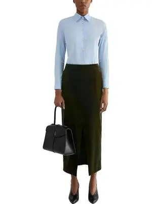 JIL SANDER Velvet Midi Skirt With Front Slit - Green