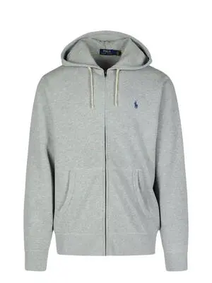 Polo Ralph Lauren Zip-up Hoodie With Embroidered Logo - Grey