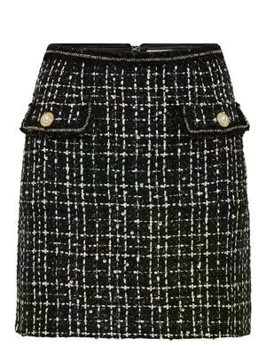 Rebecca Vallance Tweed Sequin Embellished Skirt - Black