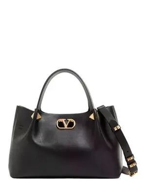 Valentino Garavani Small Soft Leather Shopping Bag - Black