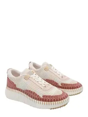 Chloé Platform Sneakers With Suede Panels And Blanket Stitch Detailing Neutrals